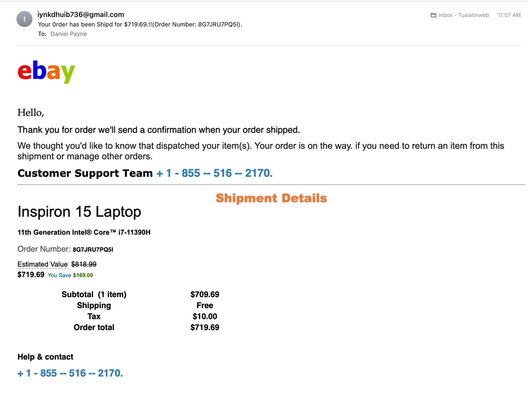 Beware of a Fake eBay Phishing Scam - Tualatin Web, LLC